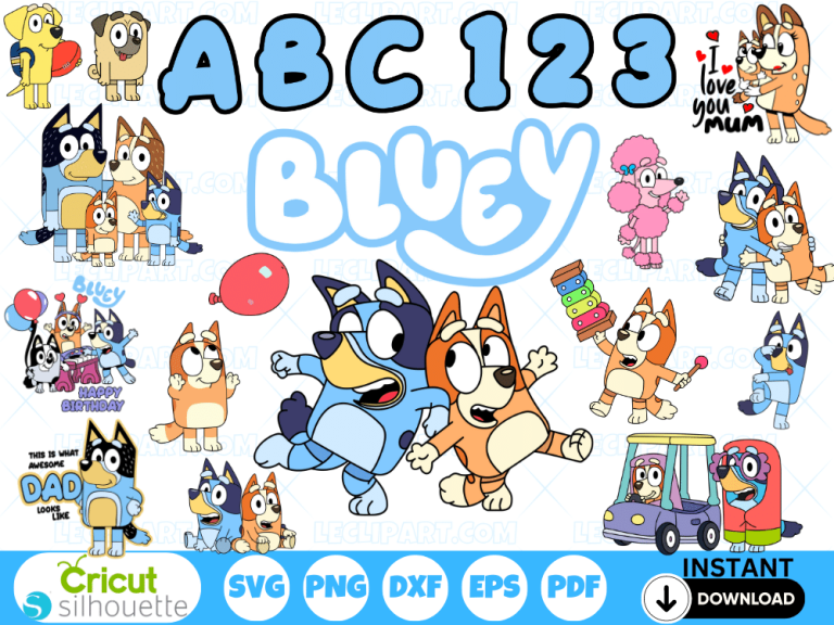 Bluey SVG Bundle Cut Files for Cricut and Silhouette