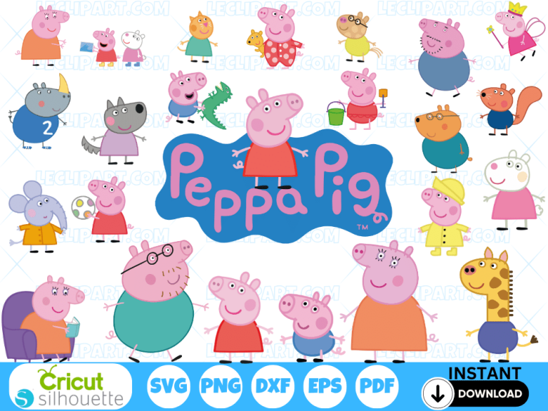 Peppa Pig SVG Bundle Cut Files for Cricut - Silhouette